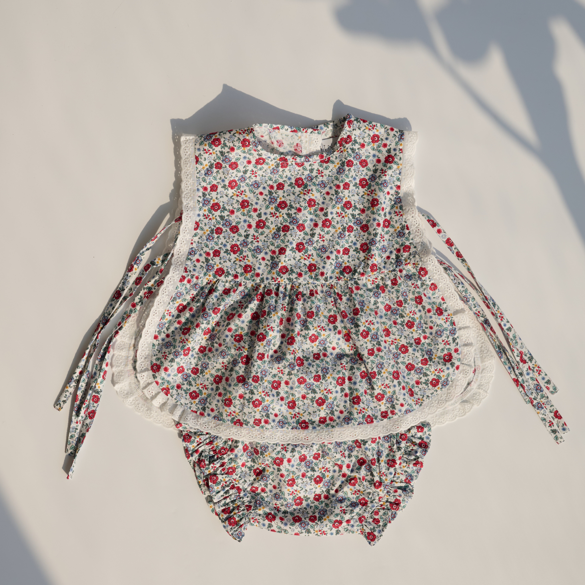 Wales Red Blue Floral Dress Set | Girls Baby Clothes UAE – GINGI